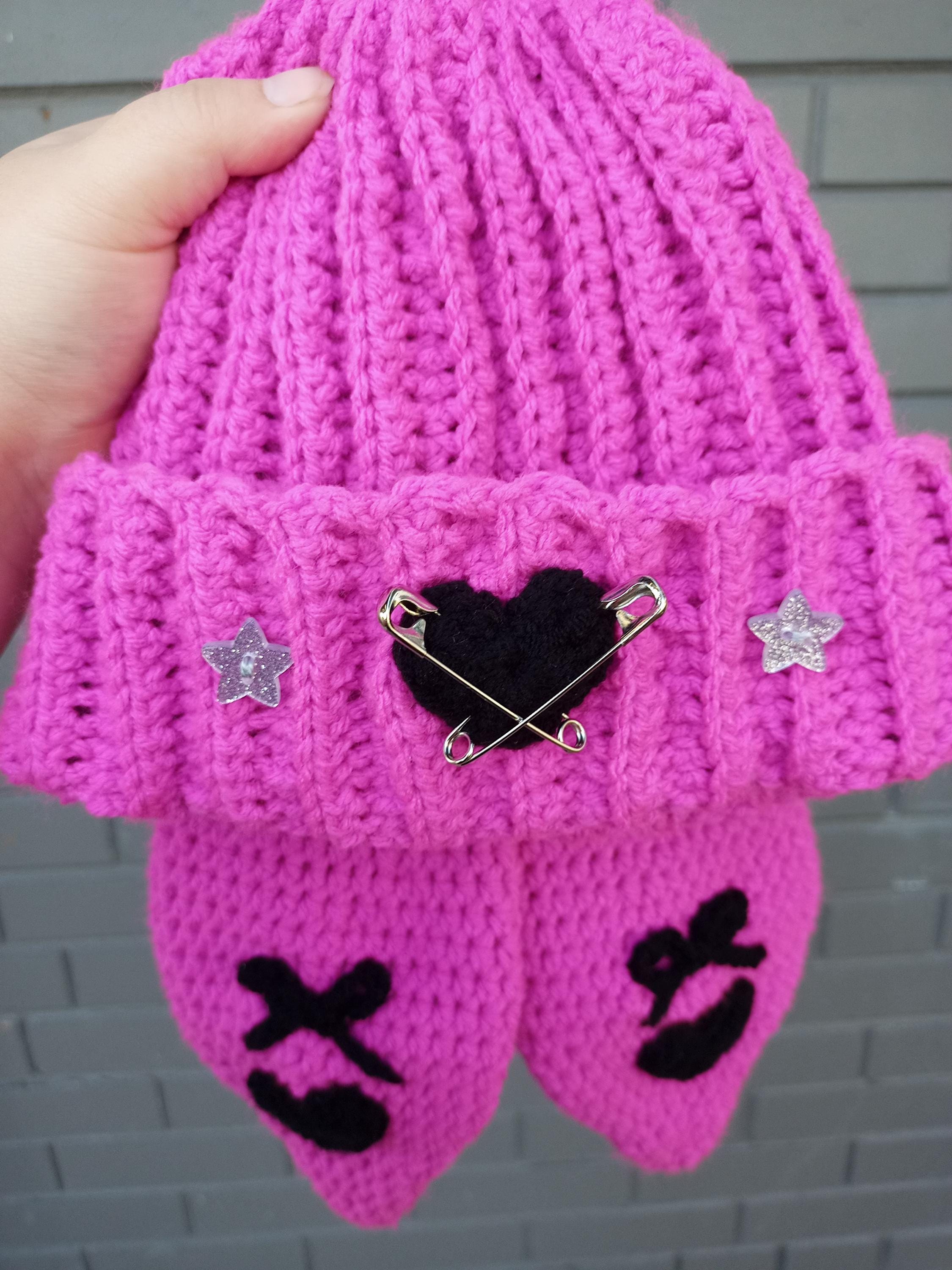 Crochet Kawaii Scene Queen Emo Bunny Ear Beanie - Etsy