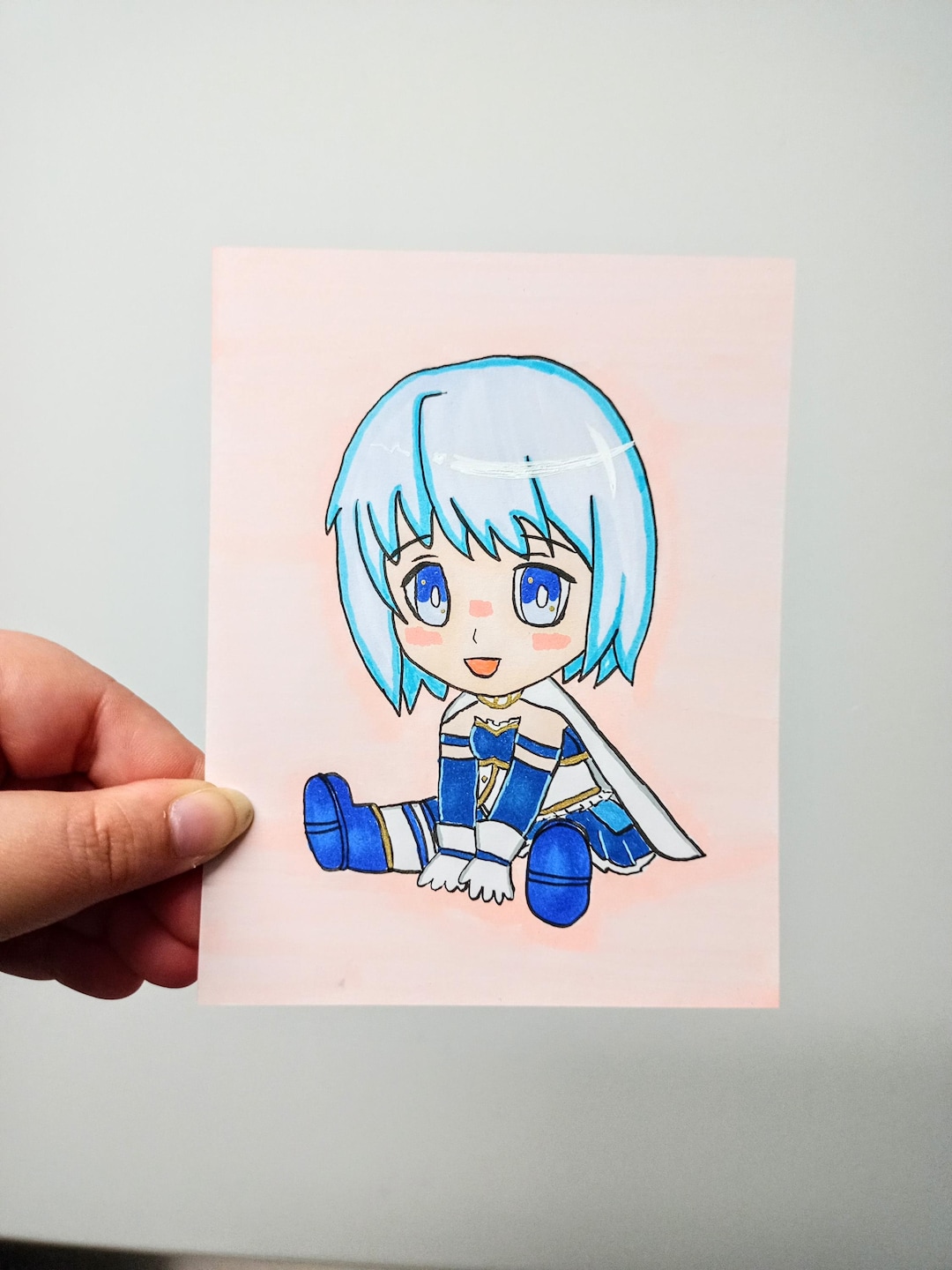 Hand Drawn Madoka Magica Sayaka Miki Chibi Original Art Card - Etsy