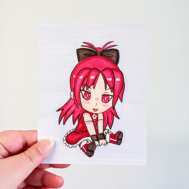 Hand Drawn Madoka Magica Kyoko Sakura Chibi Original Art Card - Etsy