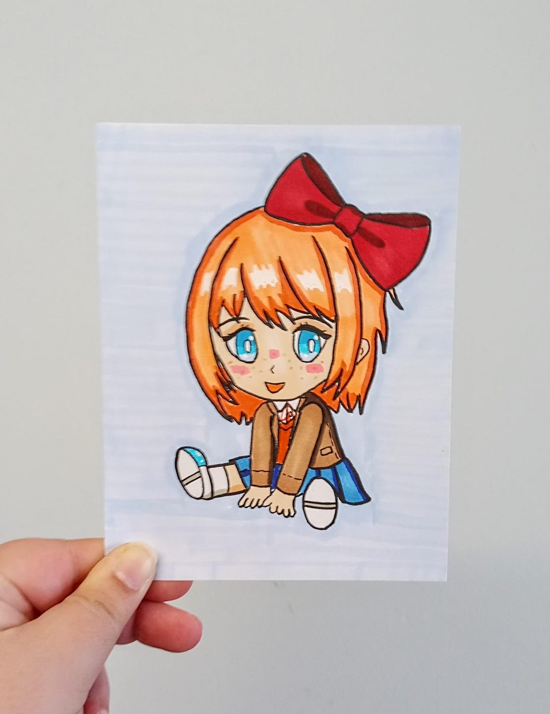 Hand Drawn ACEO Doki Doki Literature Club DDLC Sayori Chibi Original ...
