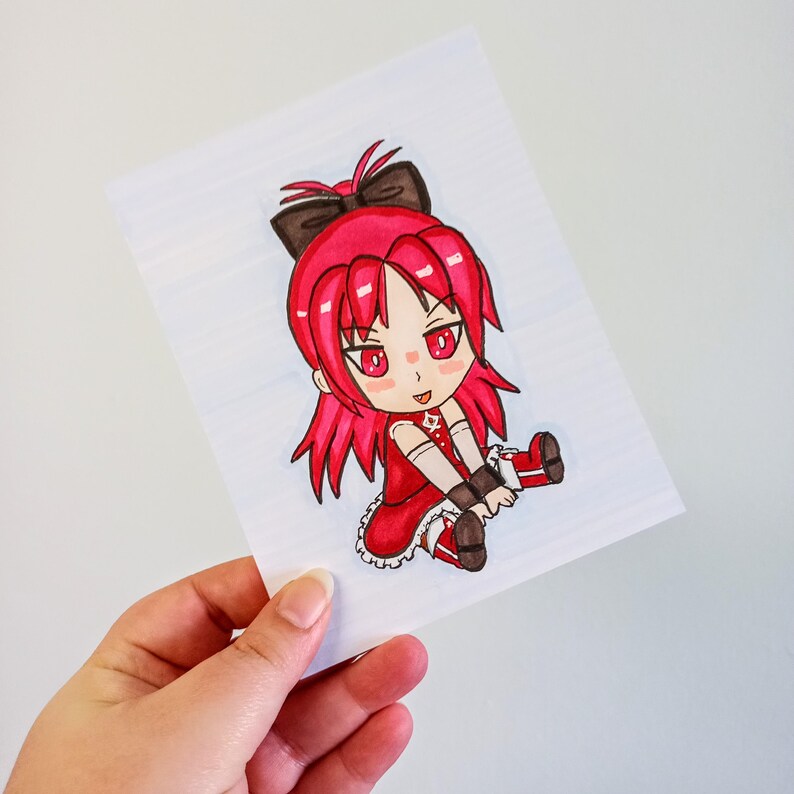 Hand Drawn Madoka Magica Kyoko Sakura Chibi Original Art Card - Etsy