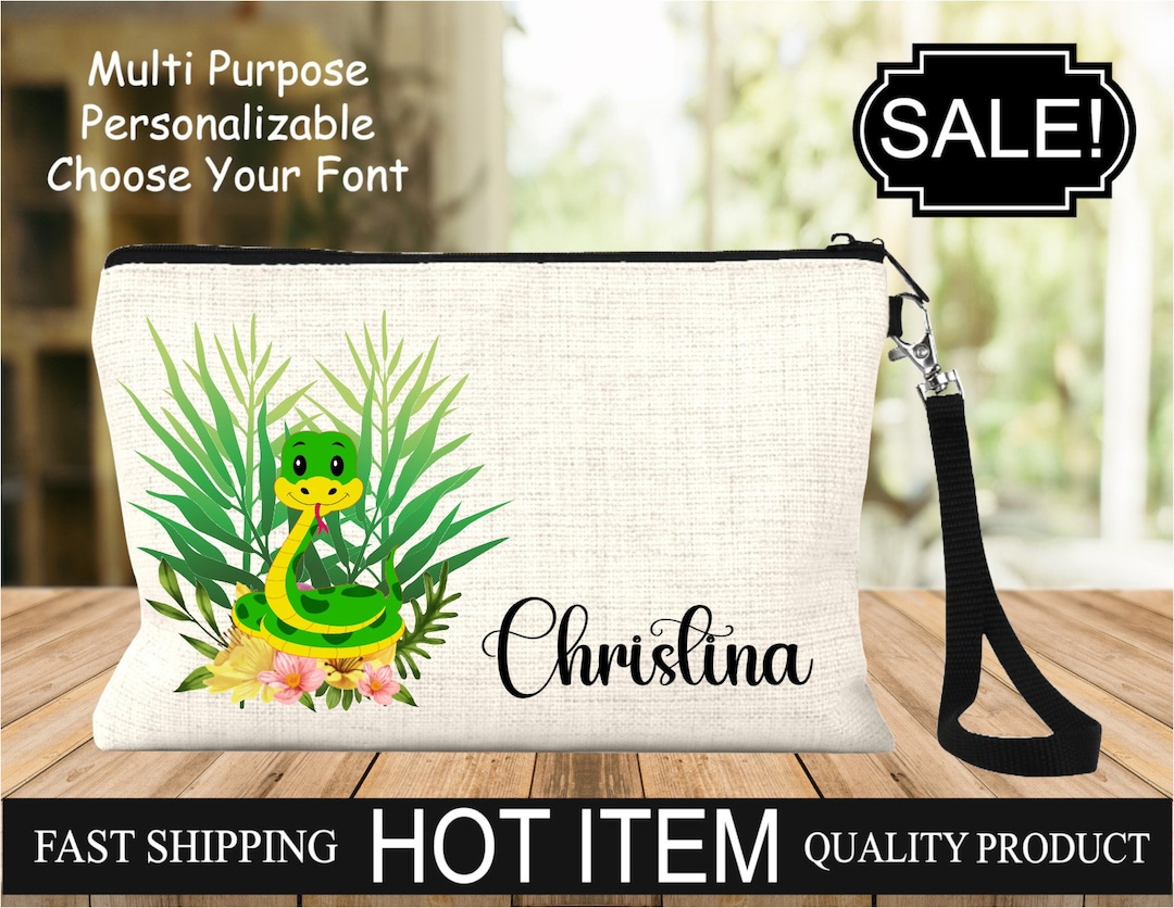 Custom Snake Canvas Bag, Personalized Snake Snack Bag, Snake Pencil Bag ...