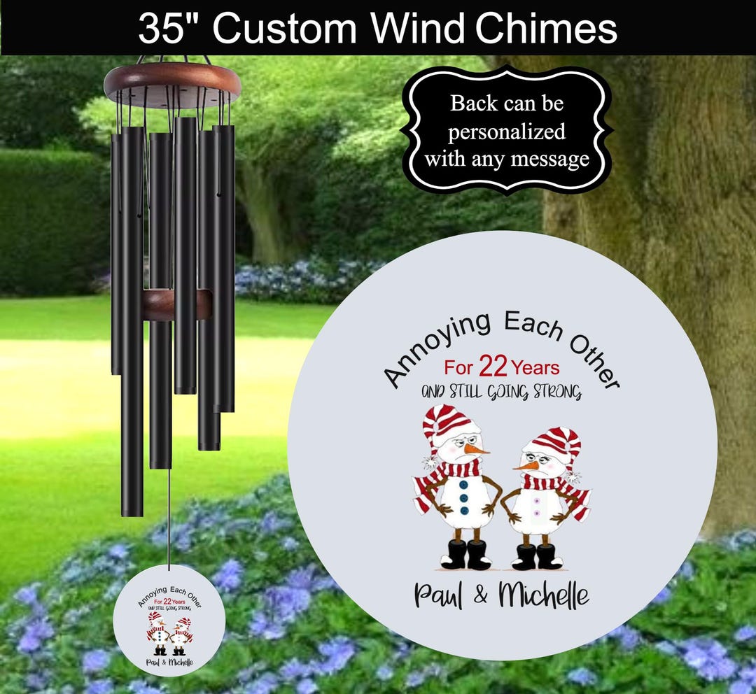 Custom Anniversary Wind Chimes, Couple Gift, Personalized Wind Chimes ...
