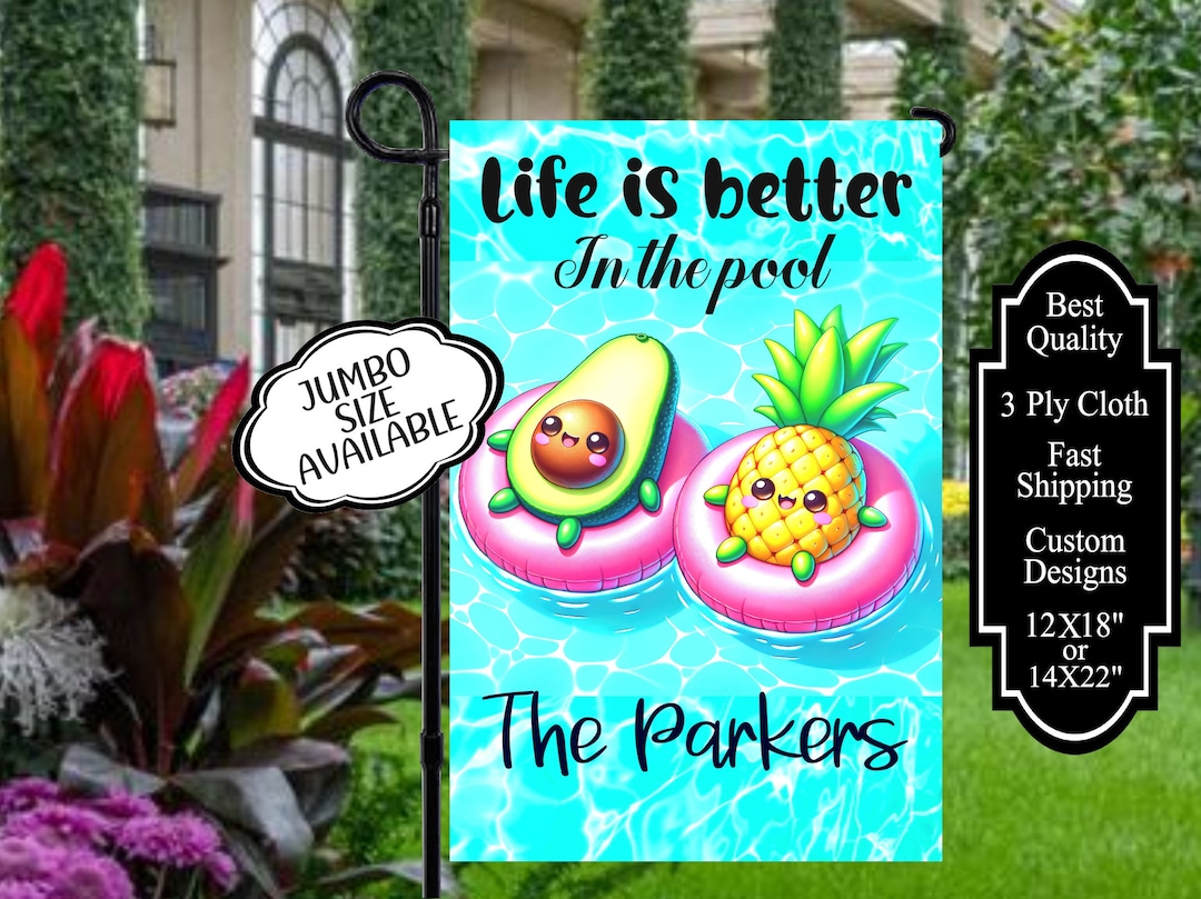 Pool Welcome Flag, Pool Sign, Jumbo Flag, Pool Welcome Sign, Garden ...