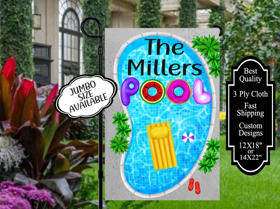 Pool Welcome Flag, Pool Sign, Jumbo Flag, Pool Welcome Sign, Garden ...