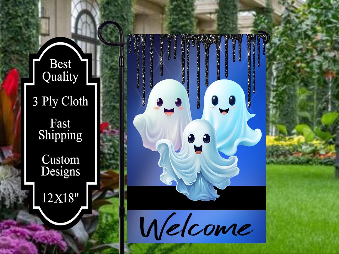 Custom Fall Lawn Flag, Ghost Flag, Yard Decoration, Yard Art, Garden ...