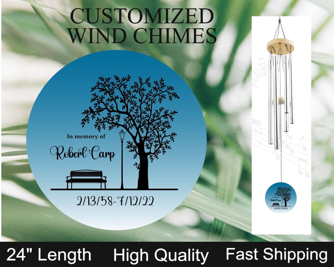 Custom Bench Under Tree Memorial Wind Chime, Personalized Wind Chime ...