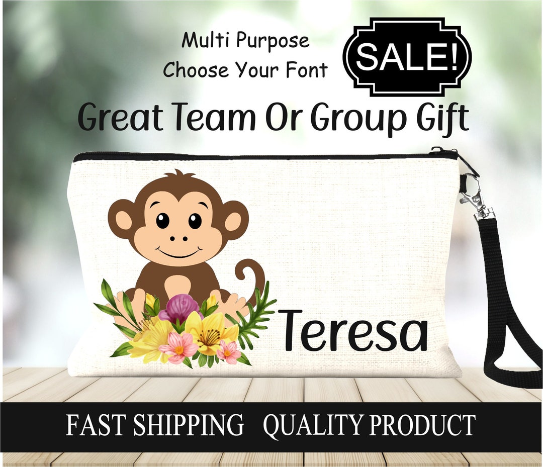 Monkey Bag, Custom Monkey Cosmetic Bag, Accessory Bag, Travel Pouch ...