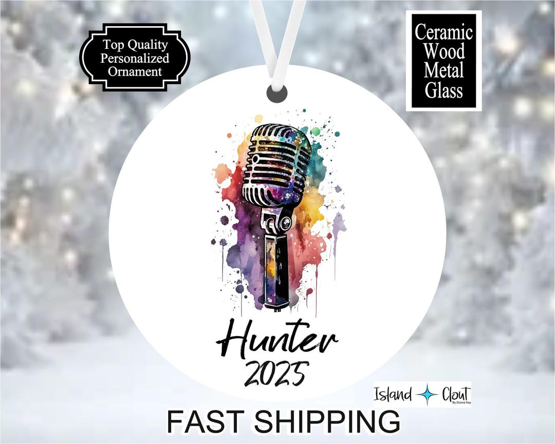 Microphone Ornament, Personalized Singer Ornament, Music Ornament ...
