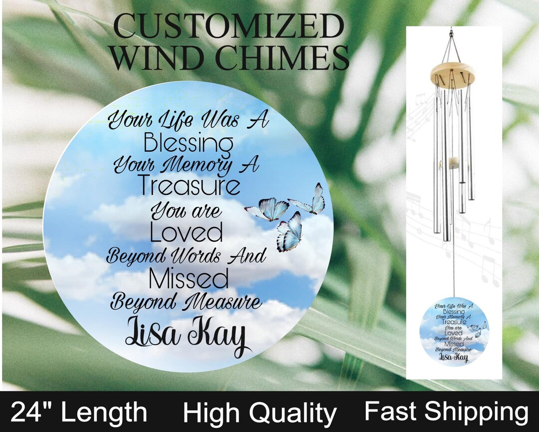 Custom Life Was A Blessing Memorial Wind Chime, Memorial Gift Wind ...