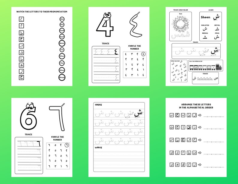 Arabic Alphabet Worksheets for Kids: Learning and Tracing Letters ...