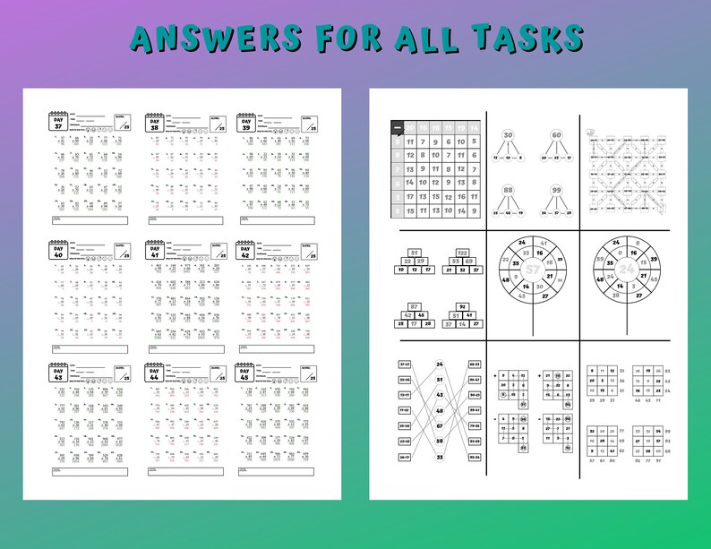Addition and Subtraction Worksheets: Math for Kids Ages 6 - Etsy