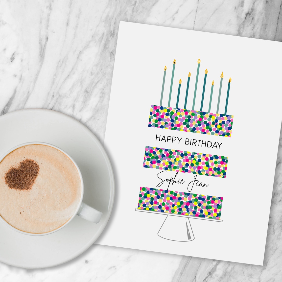 Custom Birthday Card. Digital Birthday Cake Greeting, Printable Happy ...