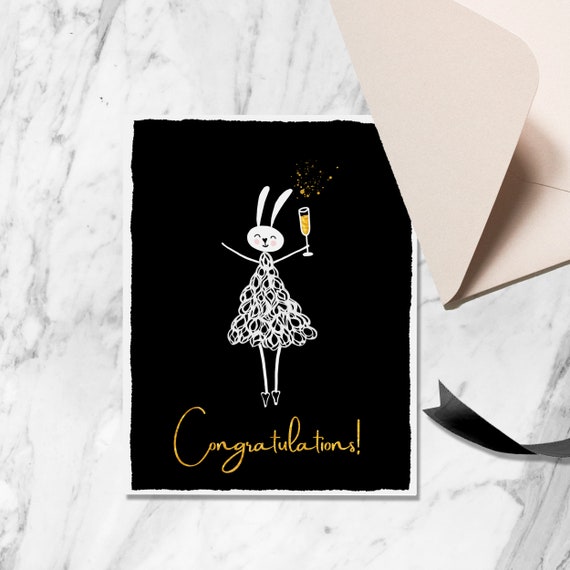 Congratulations Greeting Card. Bunny Card Congrats Cheers - Etsy