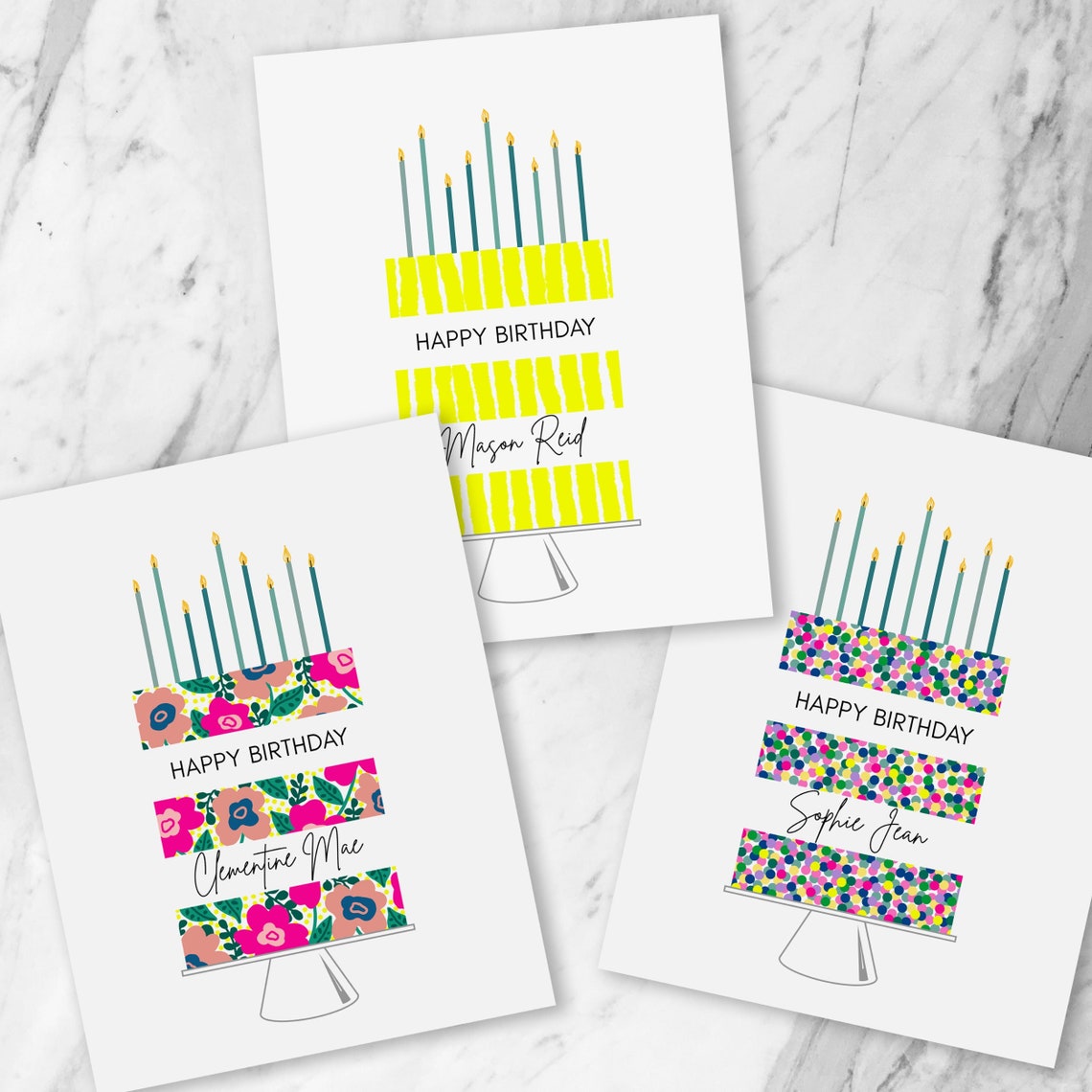 Custom Birthday Card. Digital Birthday Cake Greeting, Printable Happy ...