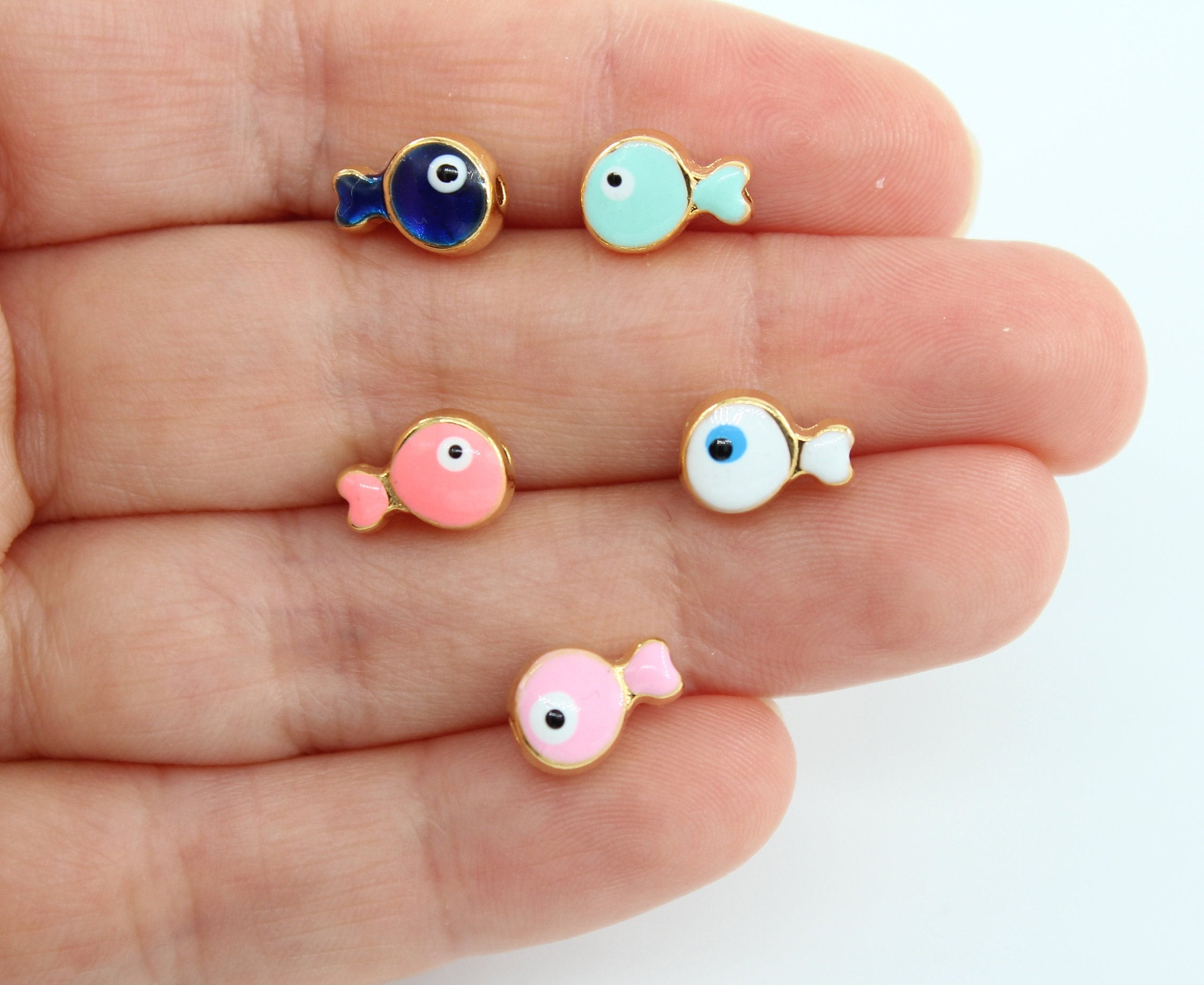 7X10MM 24K Shiny Gold Plated Fish Connector Beads Enamel Fish - Etsy