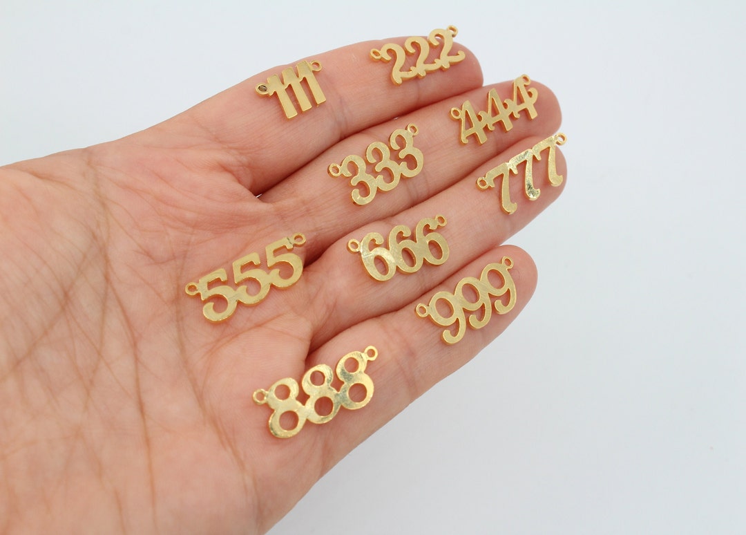 24K Shiny Gold Plated Angel Number Charms, Grabovoi Numbers Necklace ...