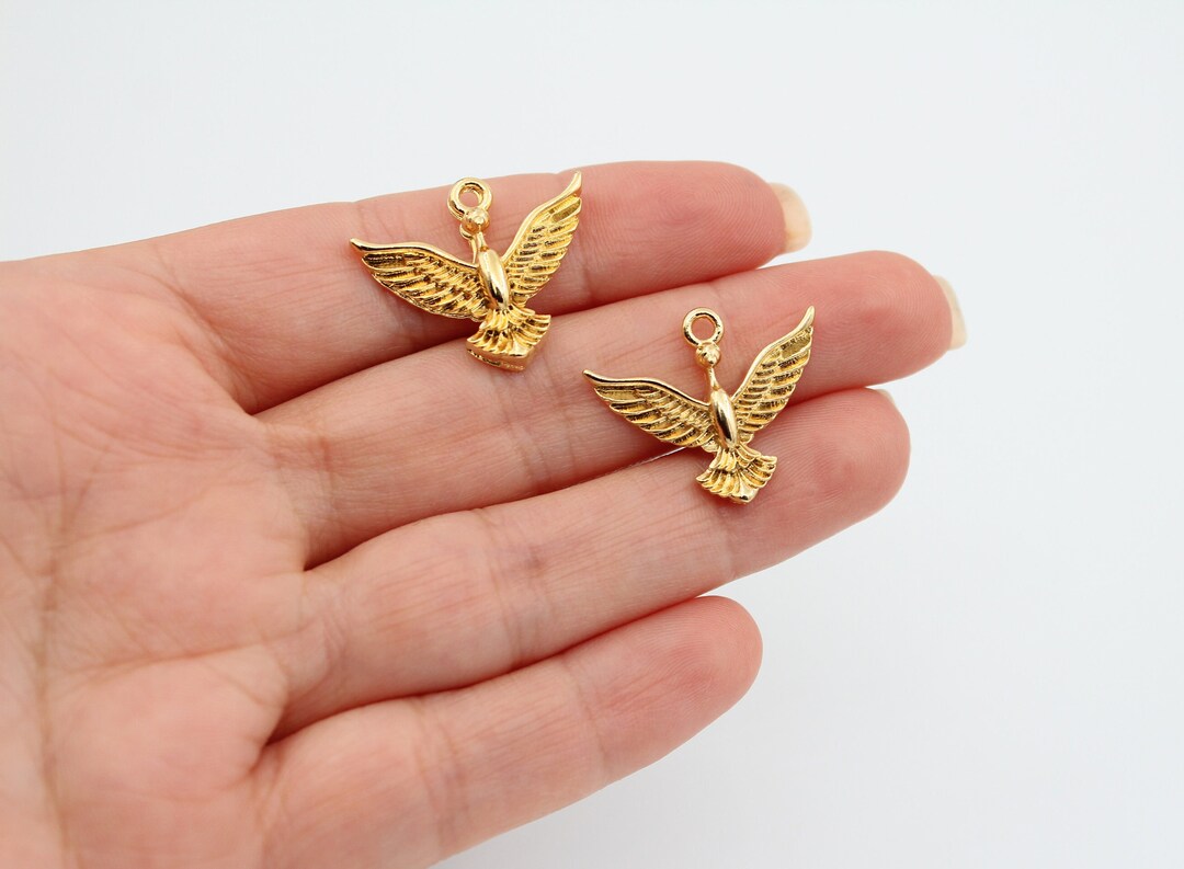 20X24MM 24K Shiny Gold Plated Phoenix Pendant, Gold Plated Fire Bird ...