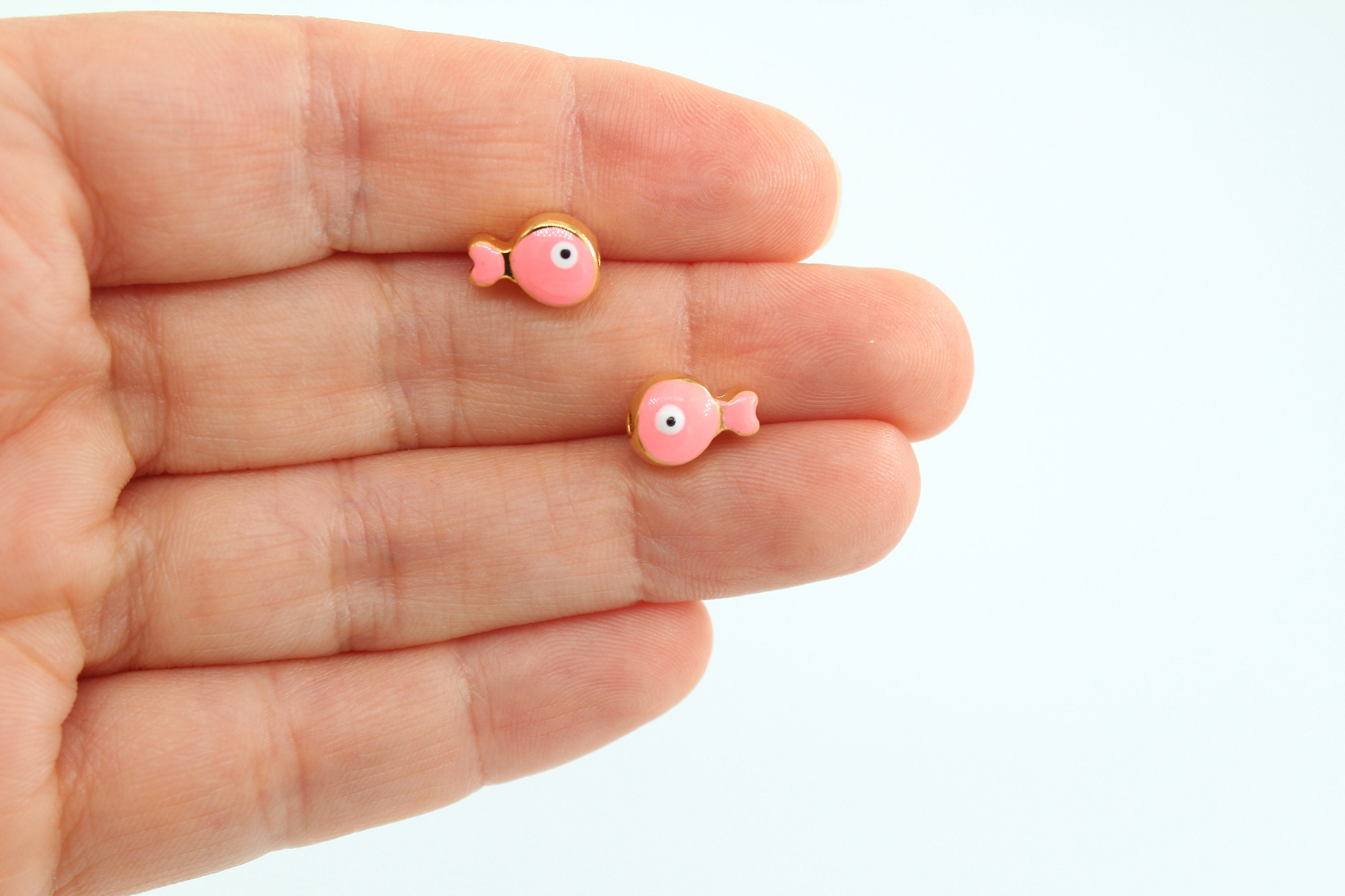 7X10MM 24K Shiny Gold Plated Fish Connector Beads Enamel Fish - Etsy