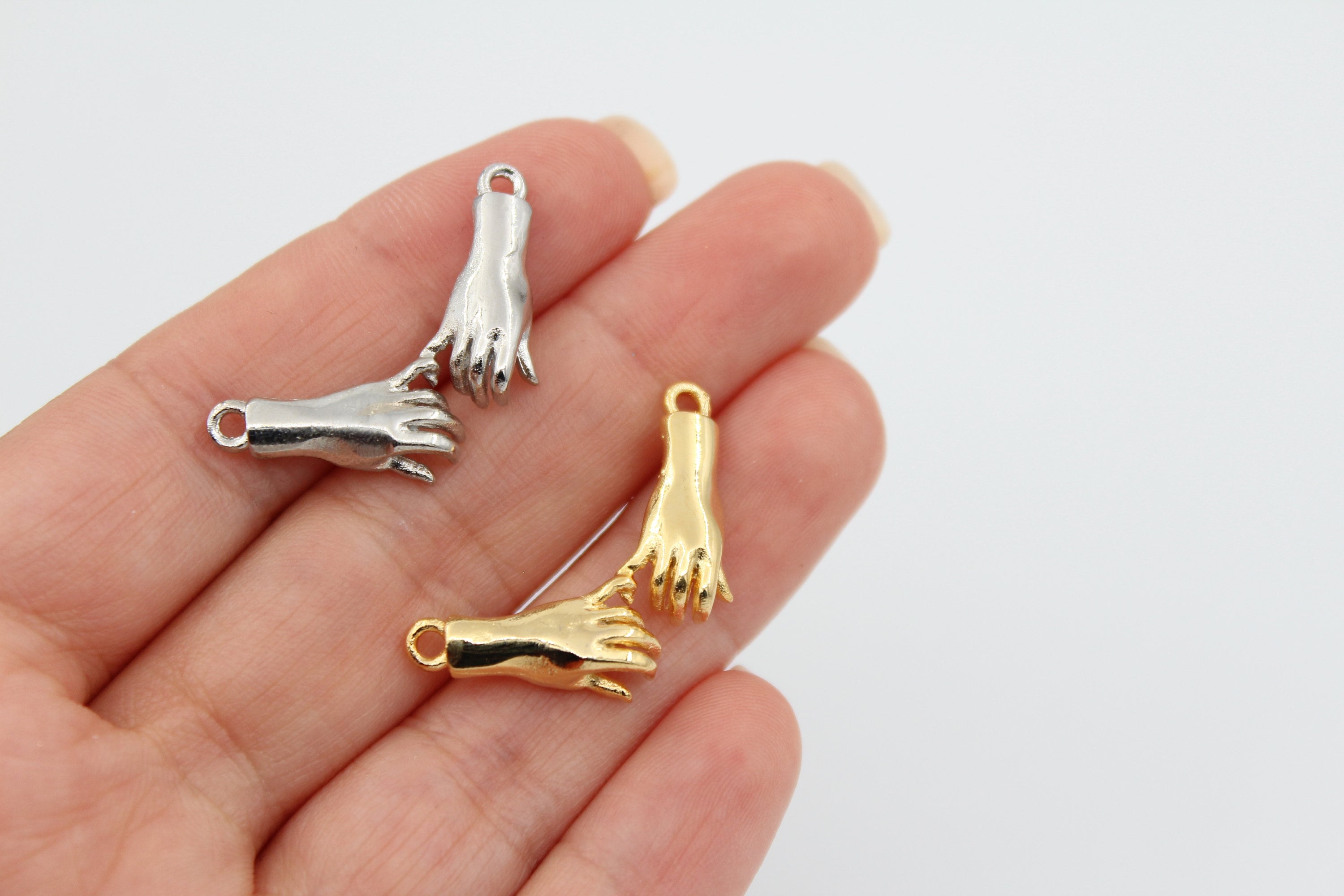 24K Gold Plated Hand Pendant, Friendship Charms (9x32mm) - Etsy