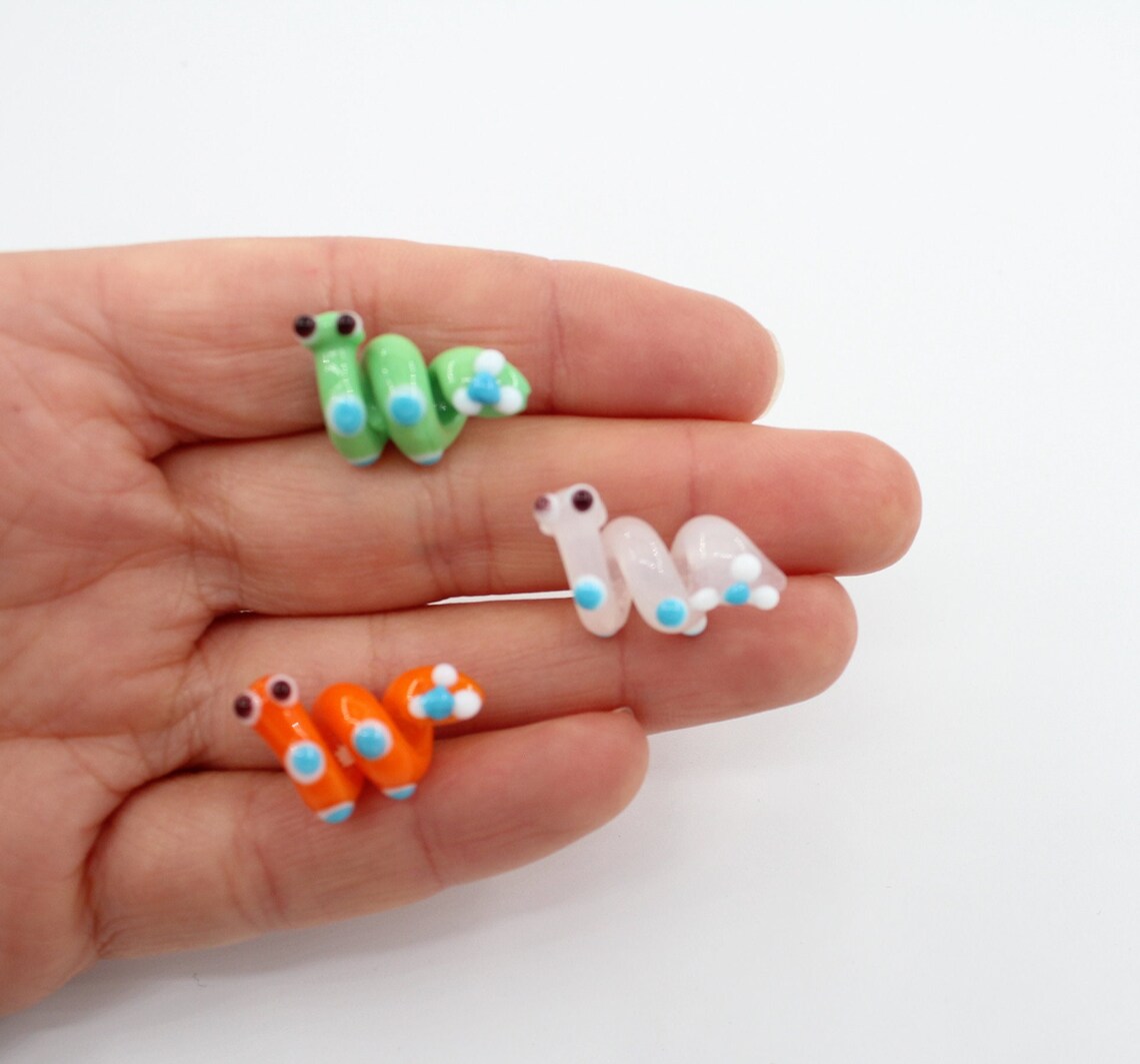 11x23mm Murano Snake Glass Beads, Snake Charms, Handmade Beads ...