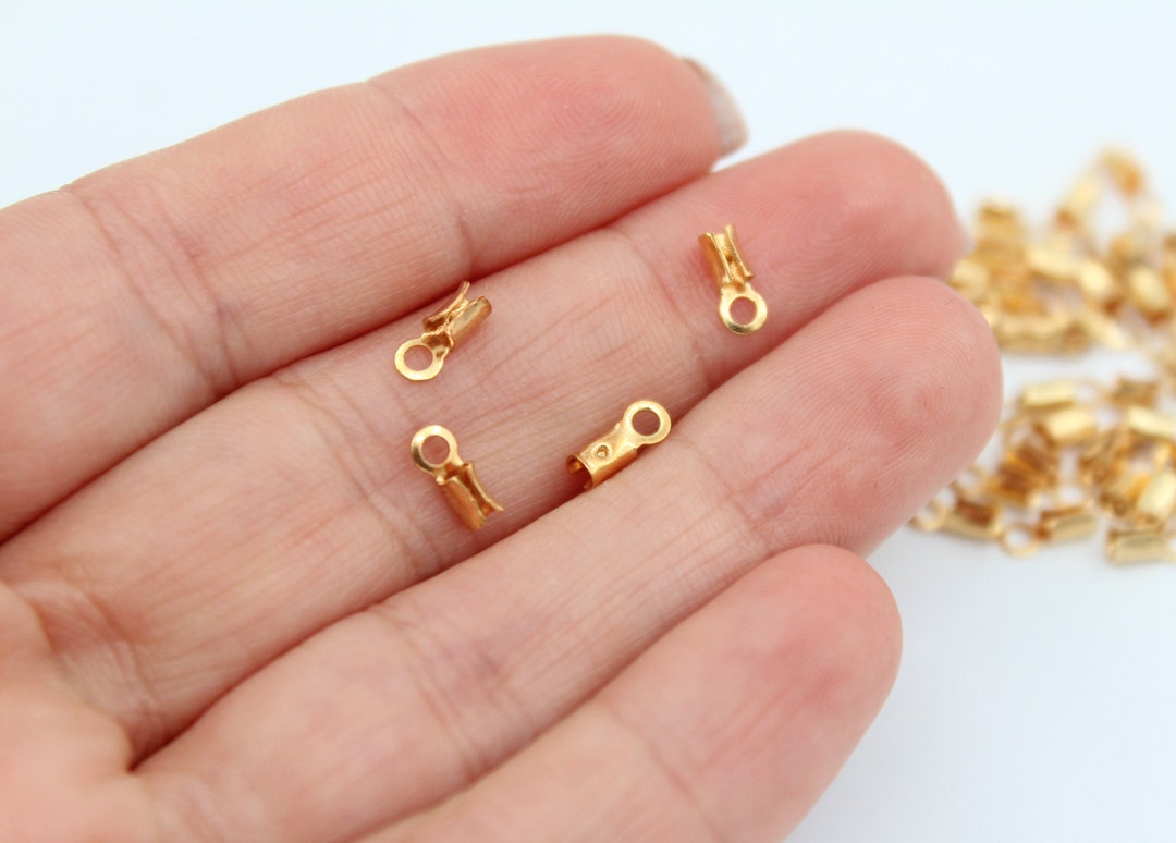 24K Gold Plated Fold Over Cord Ends, Jewelry Findings (3x7mm) - Etsy