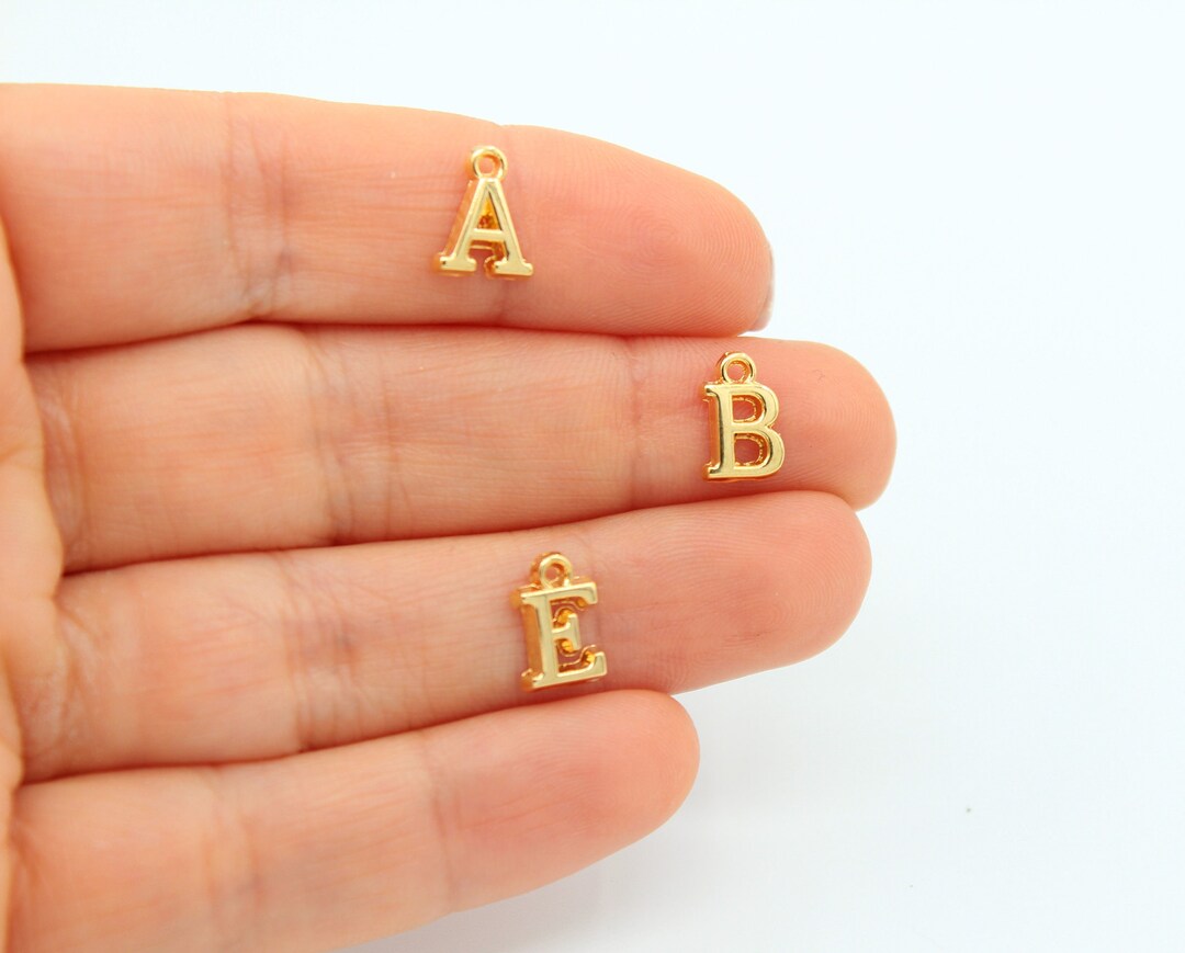 6x10mm 24K Shiny Gold Plated Letter Charm, Tiny Letter Charm, Letter ...