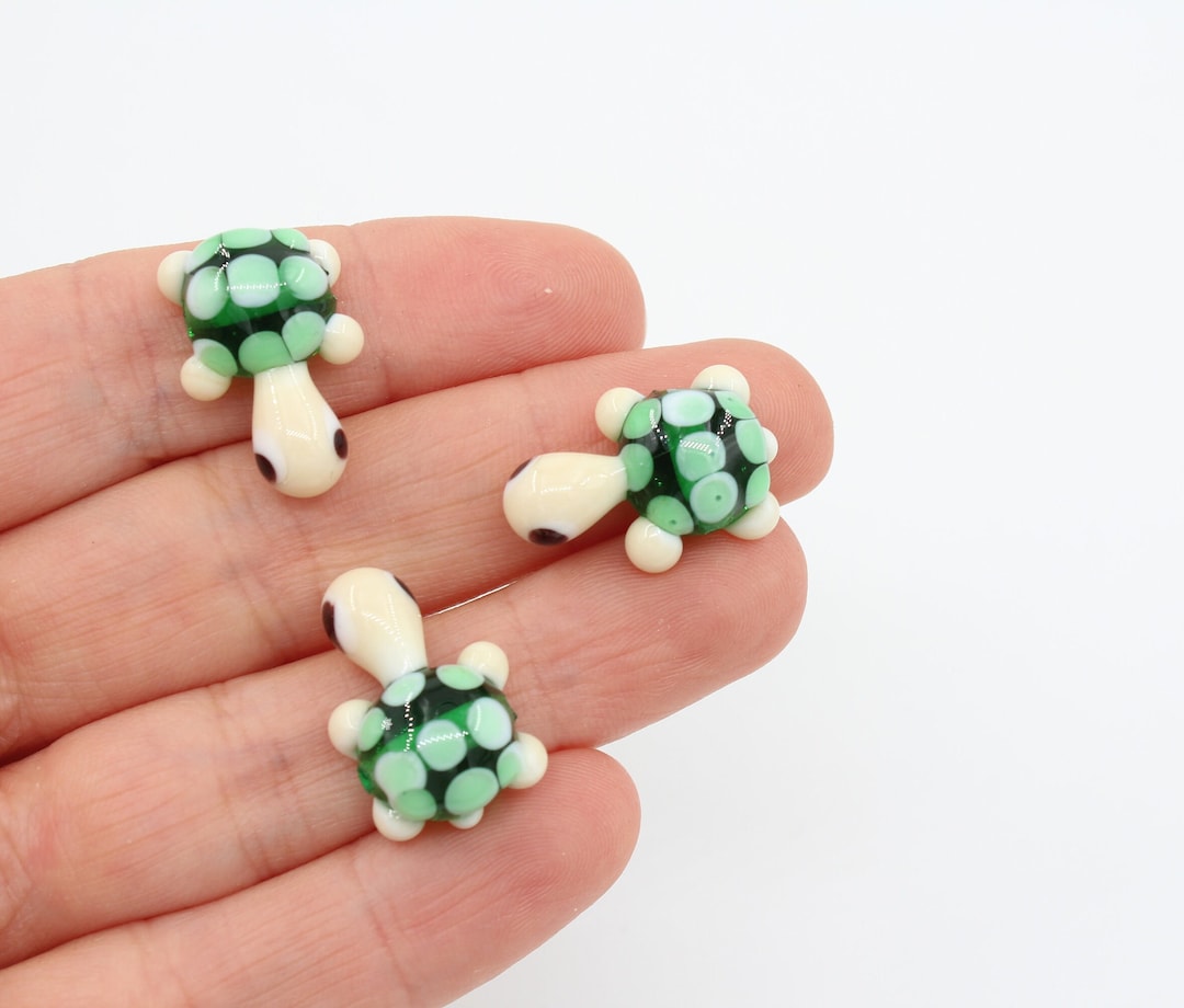 Handmade Green Murano Glass Turtle Beads, Lampwork Charms (13x19mm) - Etsy