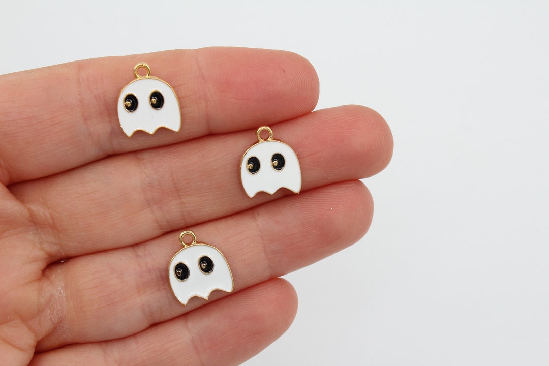 11X13MM 24K Shiny Gold Plated Ghost Charm, Pretty Ghost Charm, Enamel ...