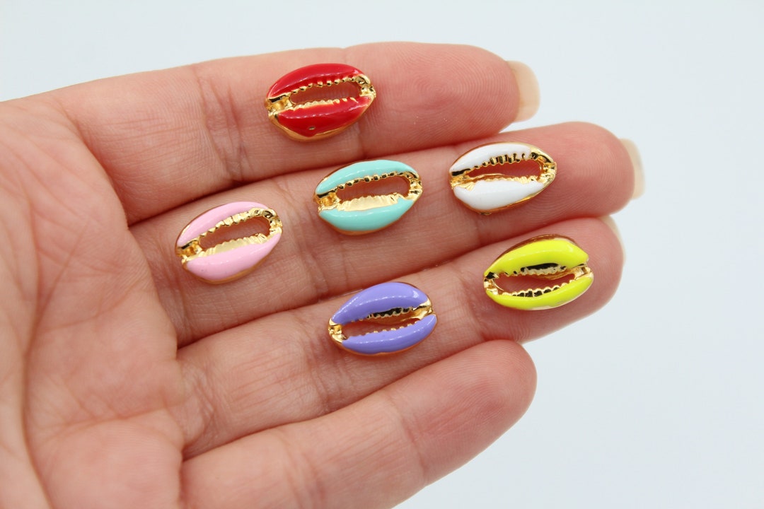 10X15MM 24K Shiny Gold Plated Cowrie Charms, Sea Shell Charm, Sea Shell ...