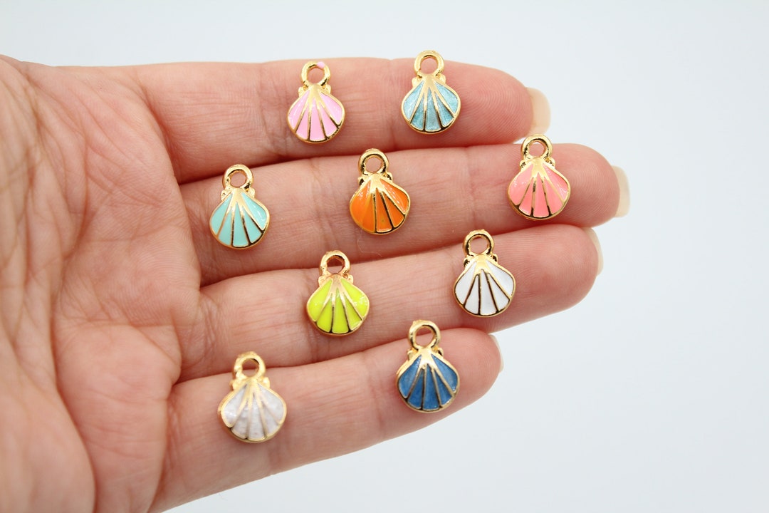 9X13MM 24K Shiny Gold Plated Sea Shell Charms, Clam Charm, Sea Shell ...