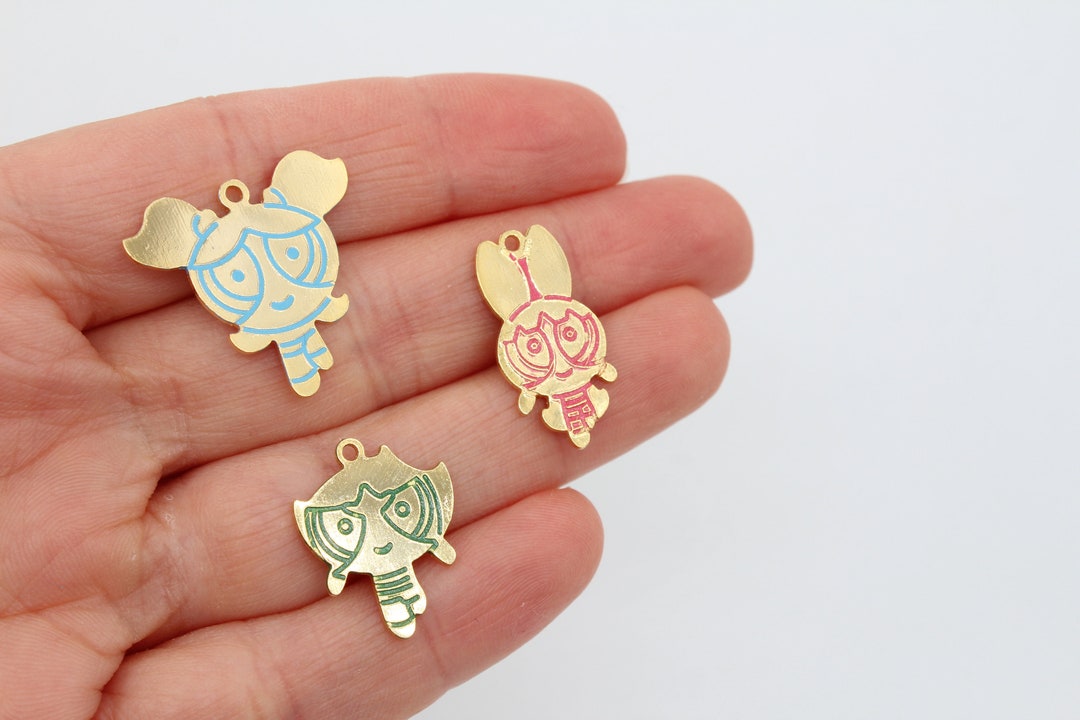 Gold Plated Powerpuff Girls Charm, Best Friend Necklace Pendant - Etsy