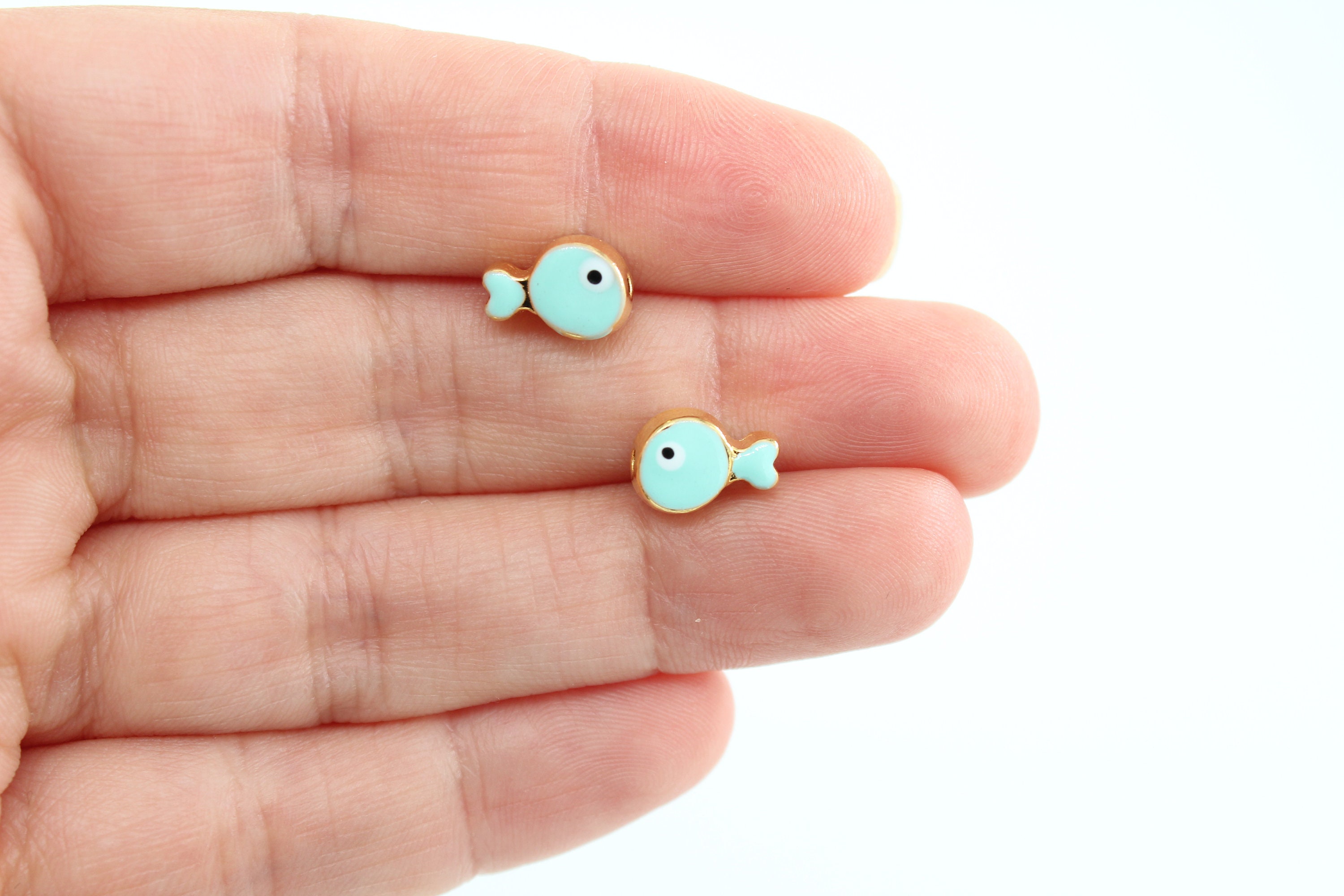 7X10MM 24K Shiny Gold Plated Fish Connector Beads Enamel Fish - Etsy