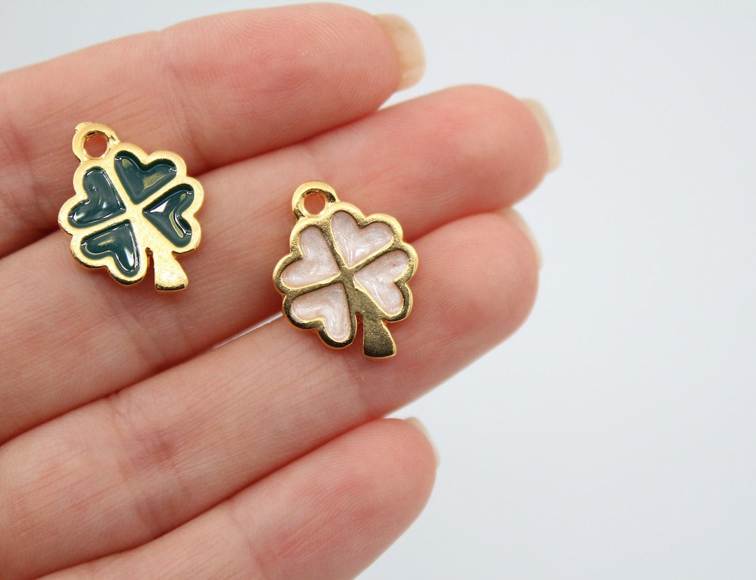 15x20mm 24K Shiny Gold Plated Clover Charms, Lucky Charms, Flower ...