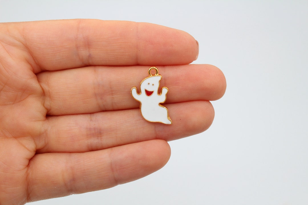 14X20MM 24K Shiny Gold Plated Ghost Charm, Pretty Ghost Charm, Enamel ...
