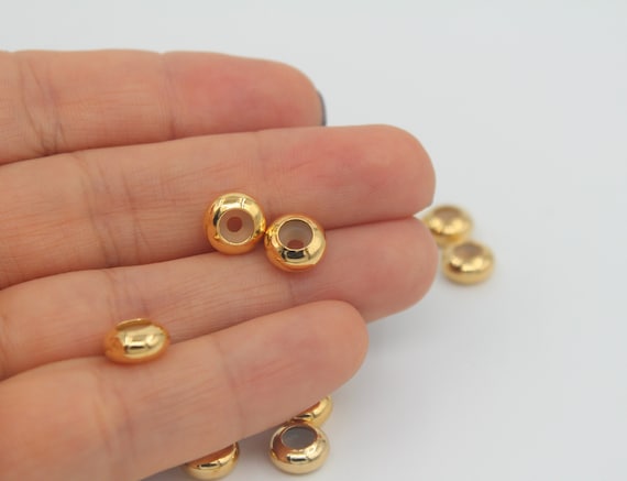 8MM 24K Shiny Gold Rubber Stopper Connector Beads Round | Etsy