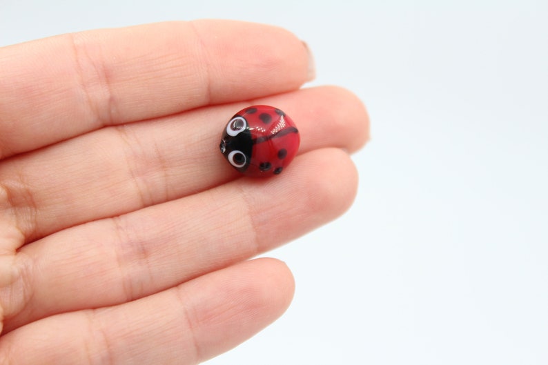 12x15mm Murano Ladybug Glass Beads, Handmade Ladybug Charm, Lampwork ...