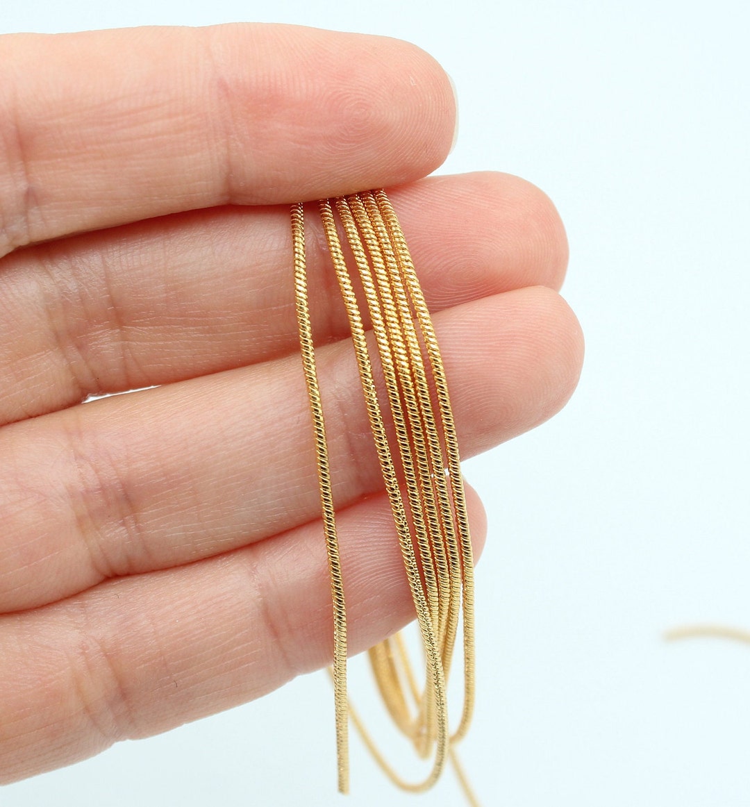 1MM 24K Shiny Gold Plated Snake Chain, Snake Chains, Soldered Chains ...