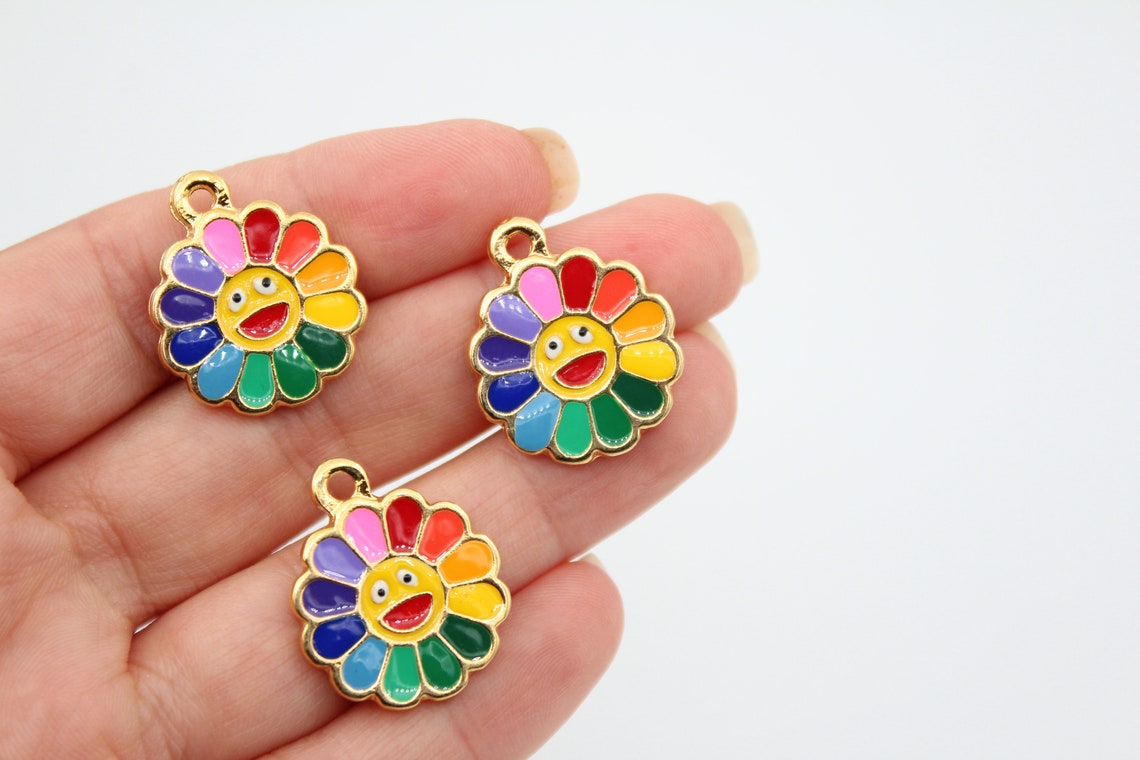 20x24mm 24K Shiny Gold Plated Daisy Charms Smiley Daisy - Etsy