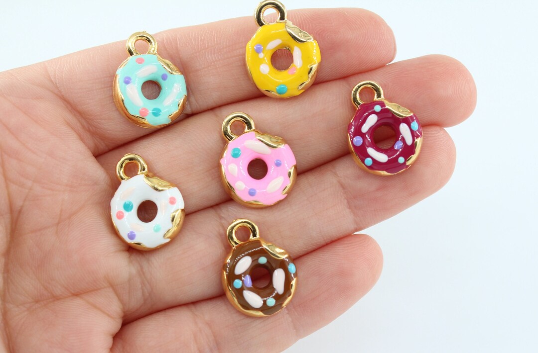 24K Gold Plated Donut Charm, Colorful Enamel Jewelry (14x18mm) - Etsy
