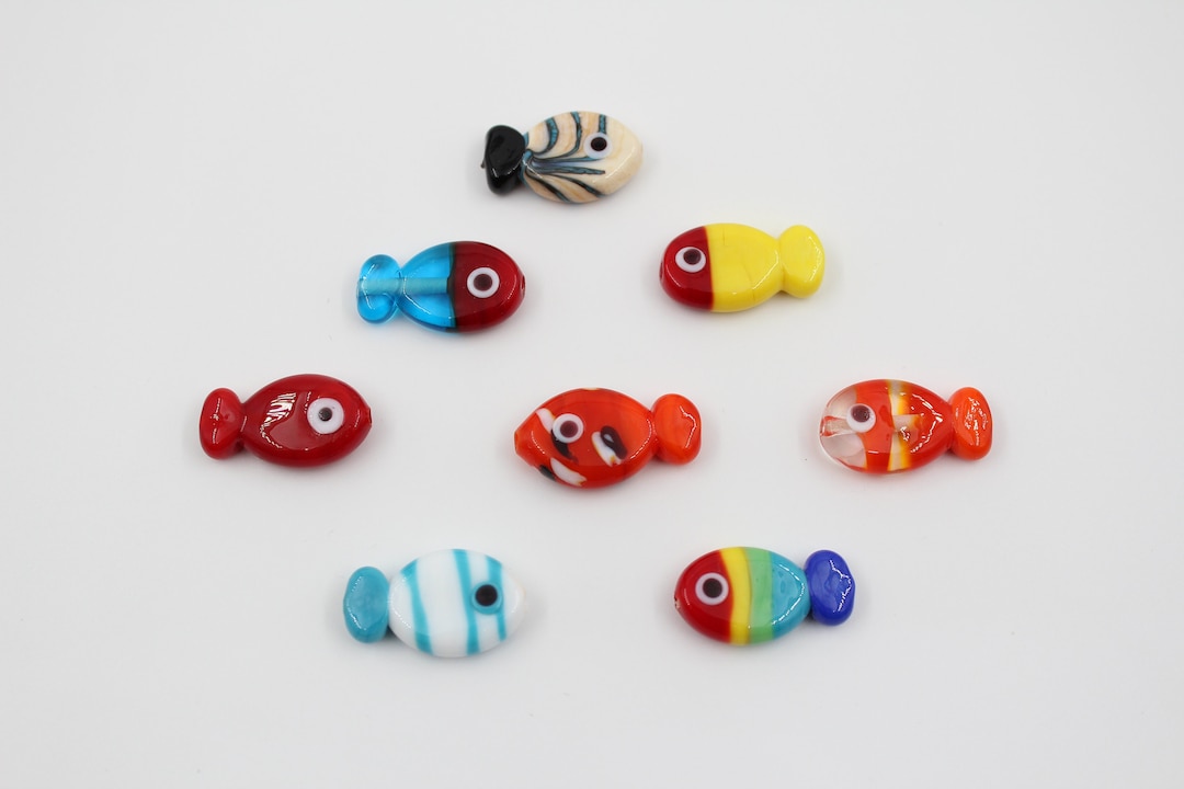11x21mm Murano Fish Glass Beads, Pisces, Handmade Beads, Lampwork Beads ...