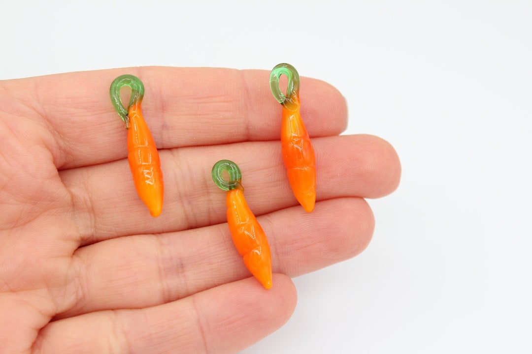 6X22MM Murano Carrot Glass Beads, Handmade Carrot Beads, Lampwork Beads ...