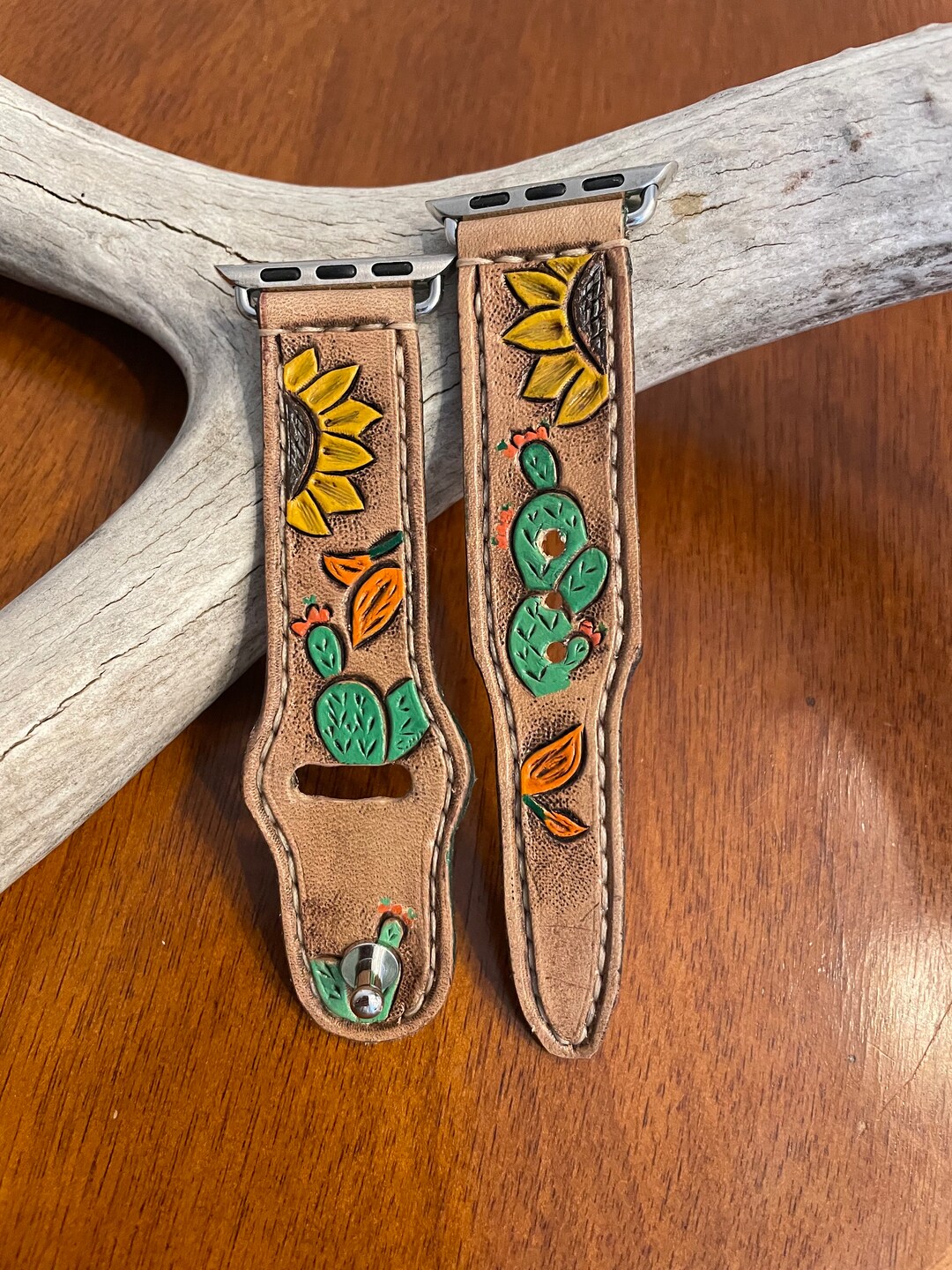 Tooled Leather Smart Watch Band | Apple Watch Boho Handmade | Hand ...