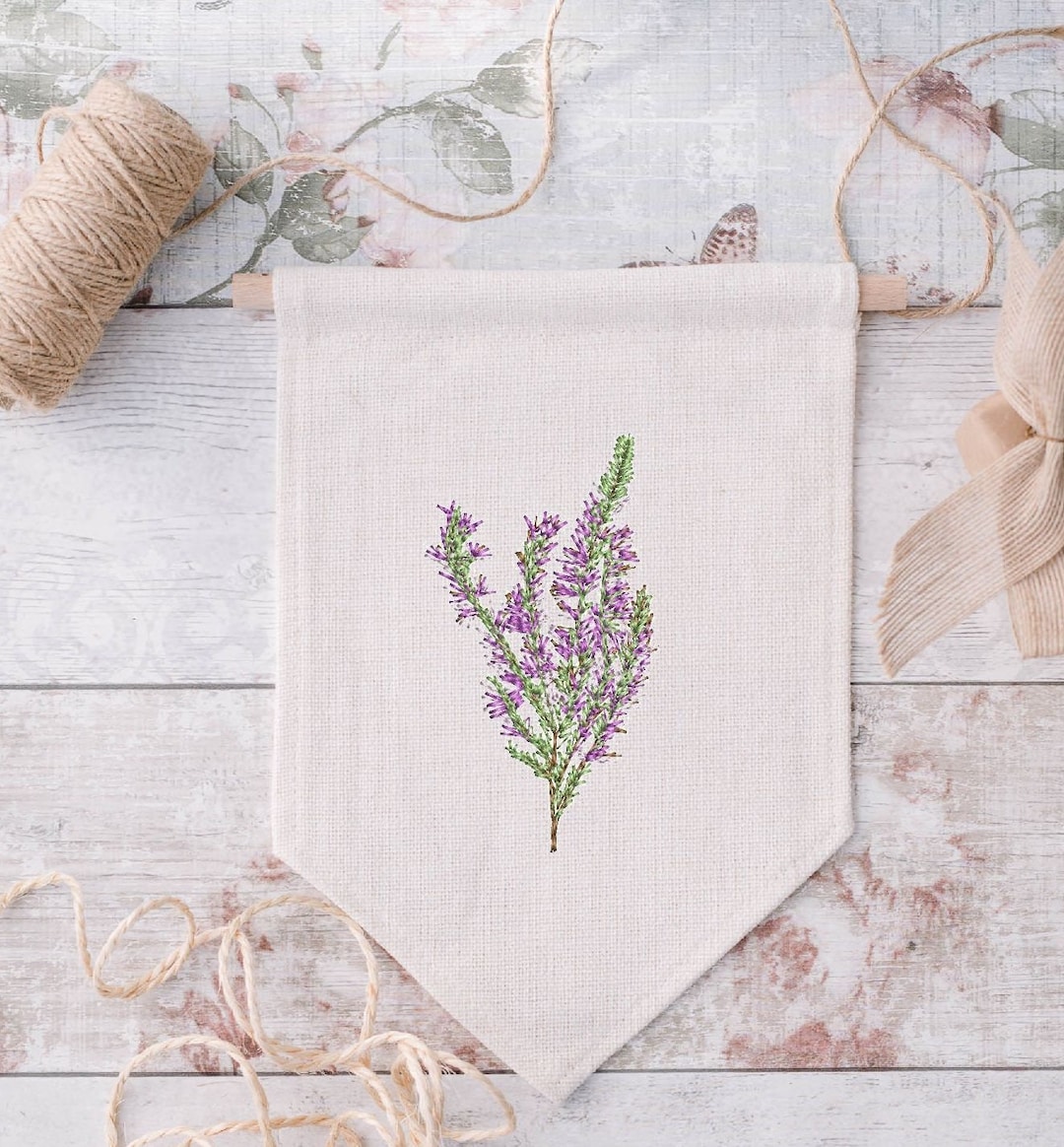 Heather Stem in White and Purple Versions Machine Realistic Embroidery ...