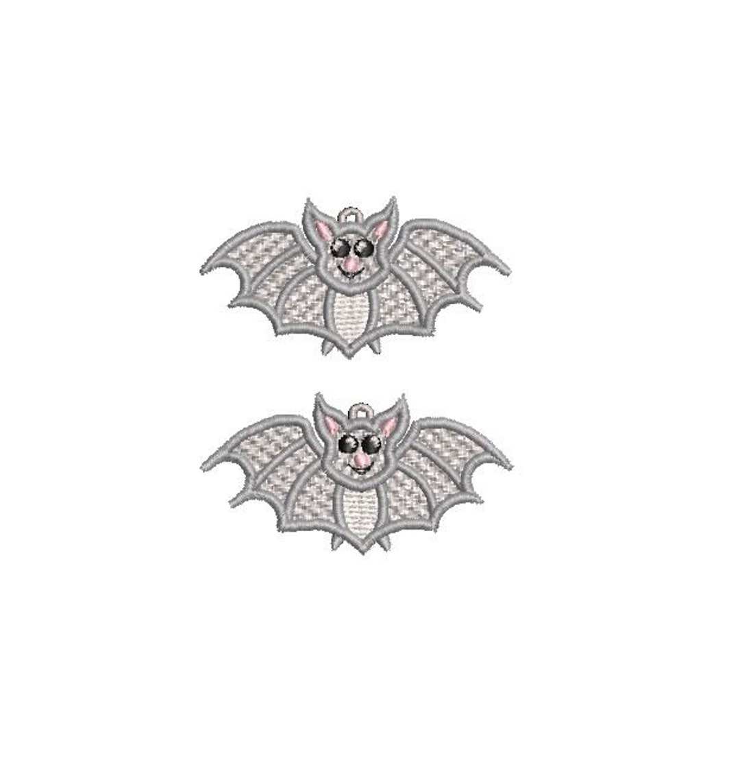Bat Earrings FSL Embroidery File for Halloween - Etsy