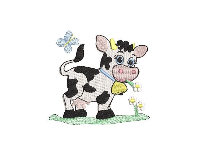 Happy Cow Machine Embroidery Design in Two Sizes - Etsy Australia