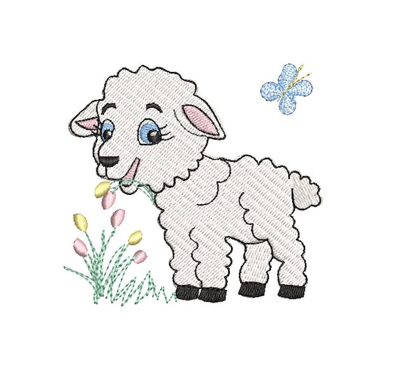Happy Sheep Machine Embroidery Design in 2 Sizes - Etsy