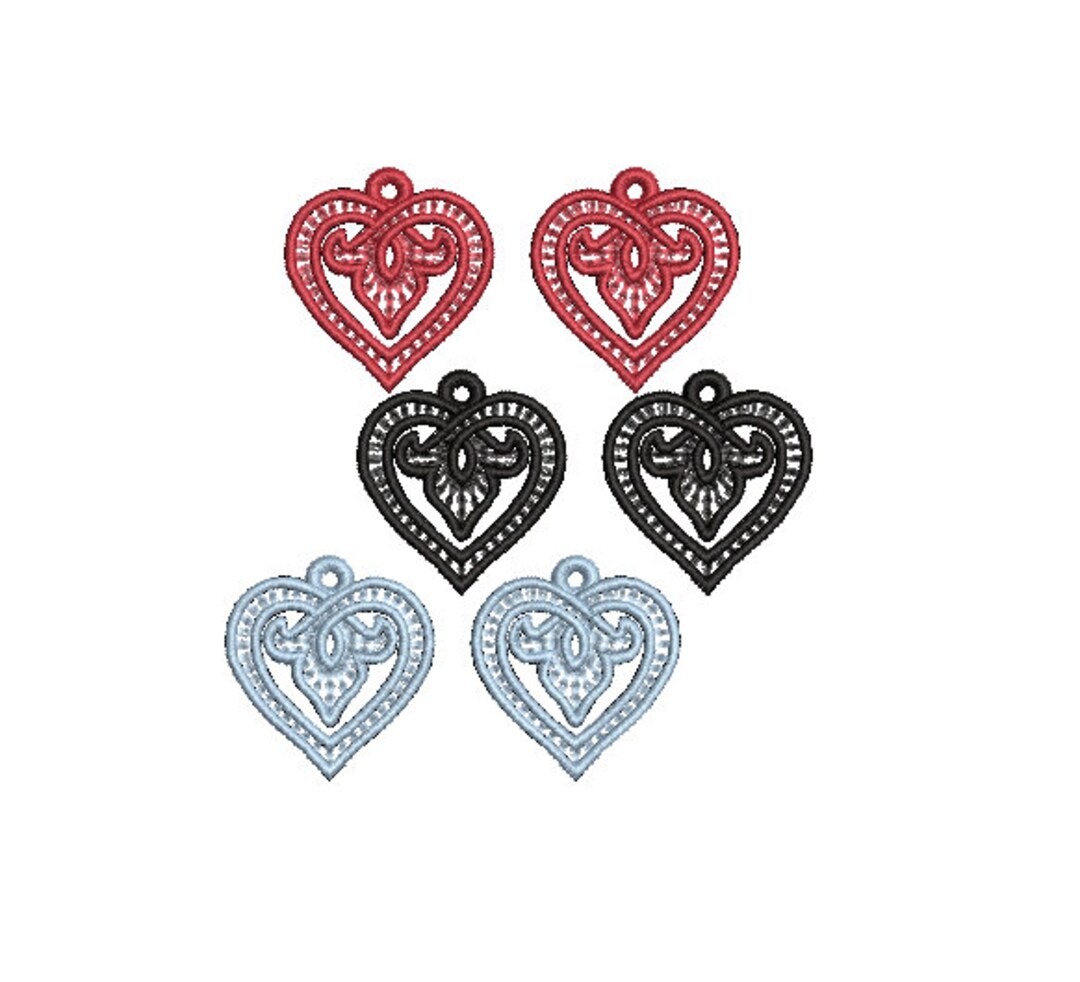 Heart FSL Earrings Machine Embroidery Design for 4x4 Hoop - Etsy