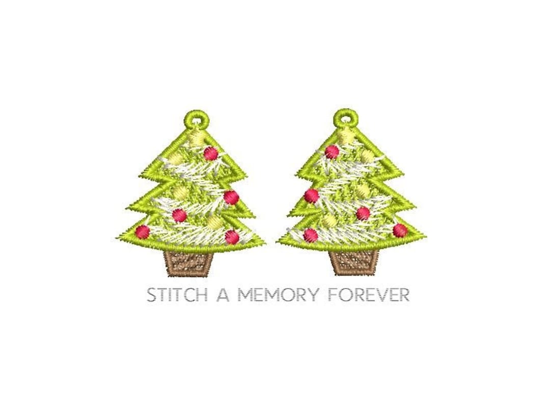 Christmas Tree Fsl Earring Design for Embroidery Machines - Etsy