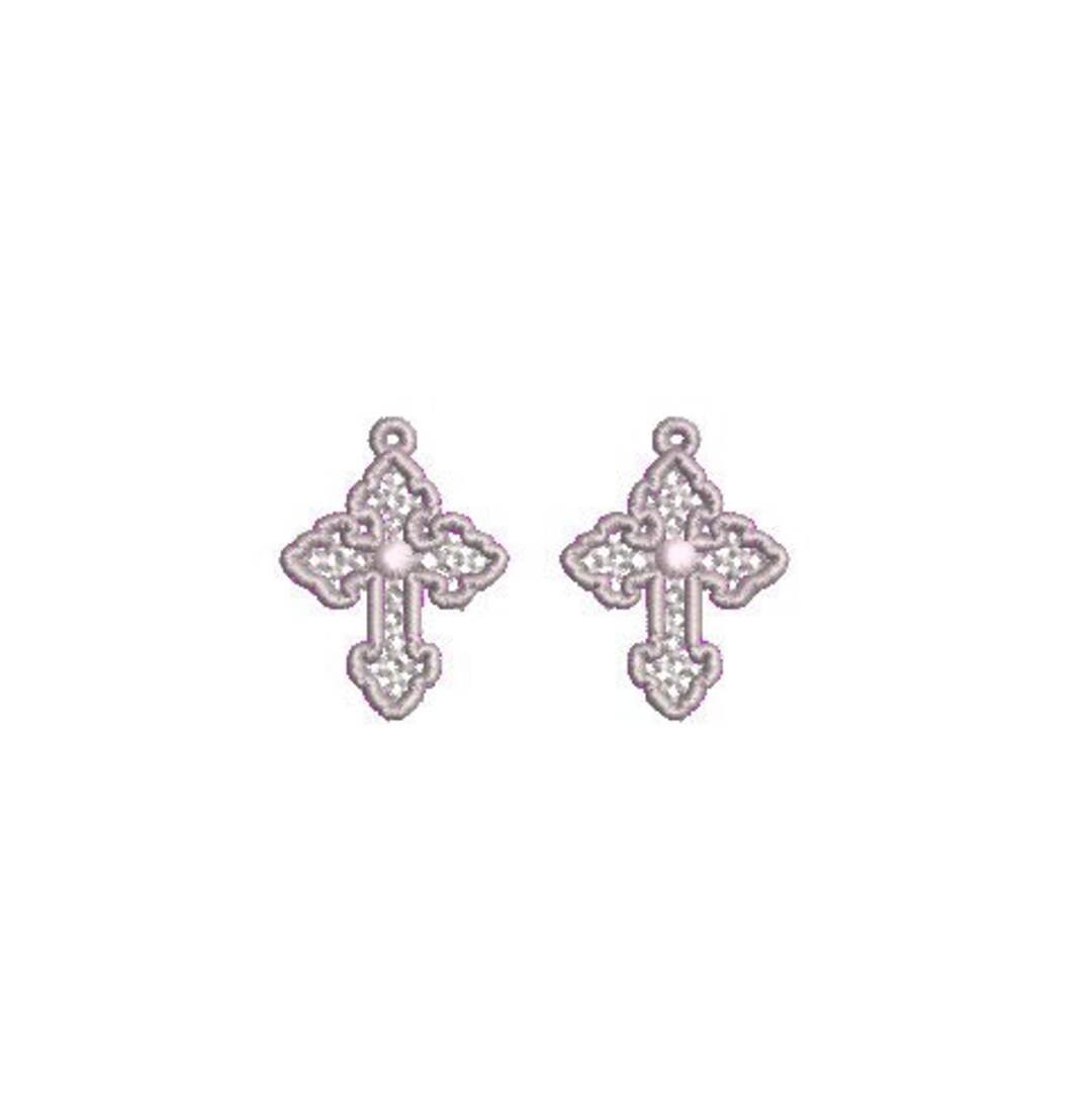 Fancy Cross FSL Earrings Machine Embroidery Design - Etsy